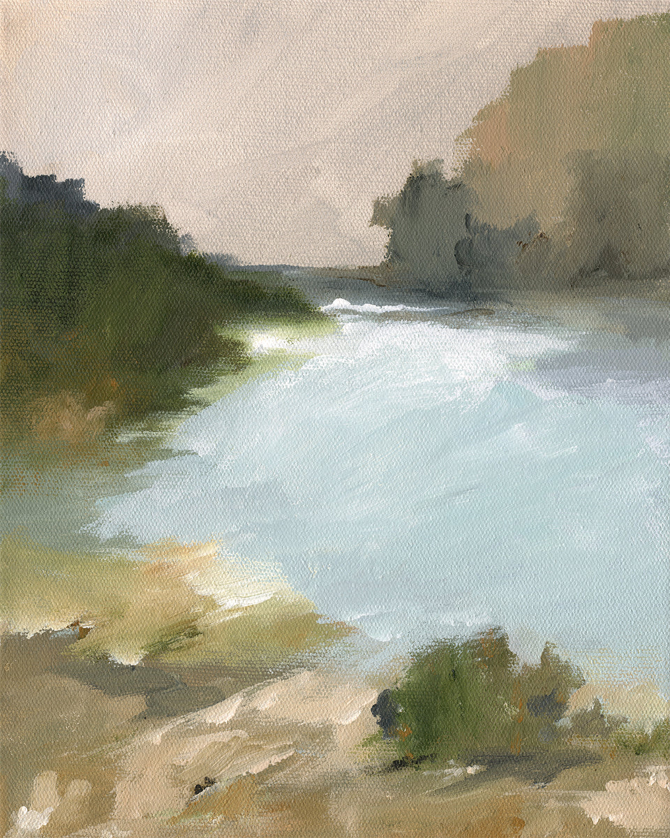 Abstract Mountaint Painting, Art Print of the Lake, Lake Painting ...