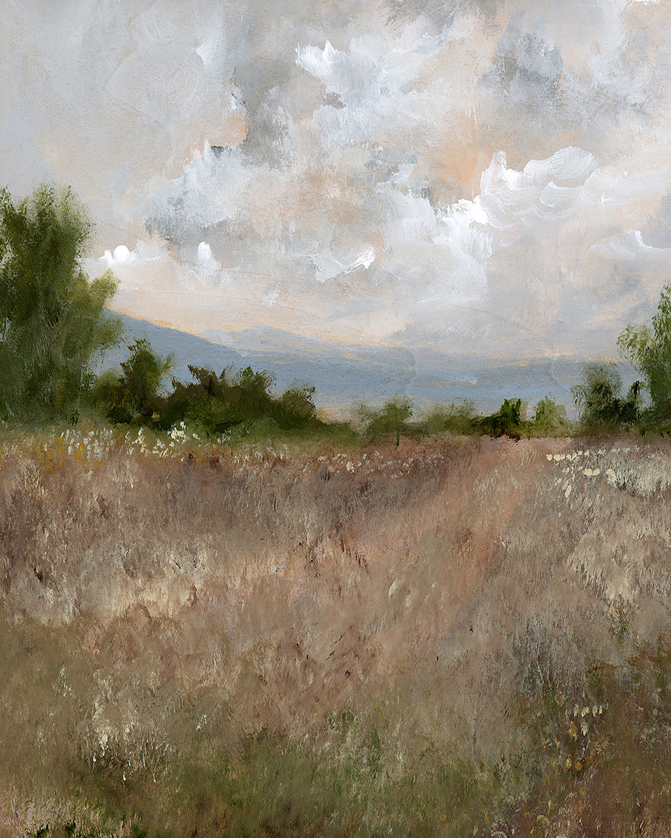 Moody Field Painting, Neutral Field Art Print, Art for Shelves ...